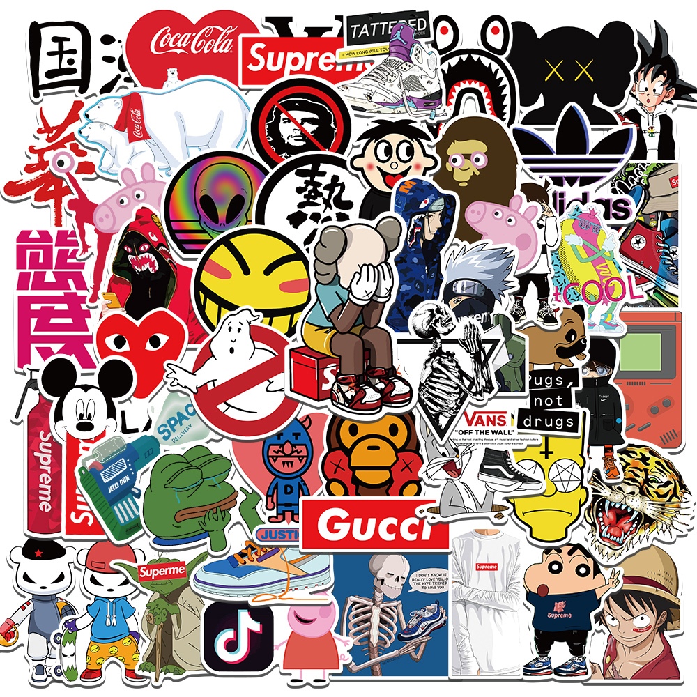 Jual [50PCS]Stiker Keren Lucu Hypebeast Logo Decal Ukuran Besar Anti ...