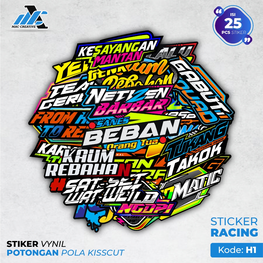 Jual STIKER RACING KATA KATA VIRAL - ISI 25 PCS - KODE H1 | Shopee ...