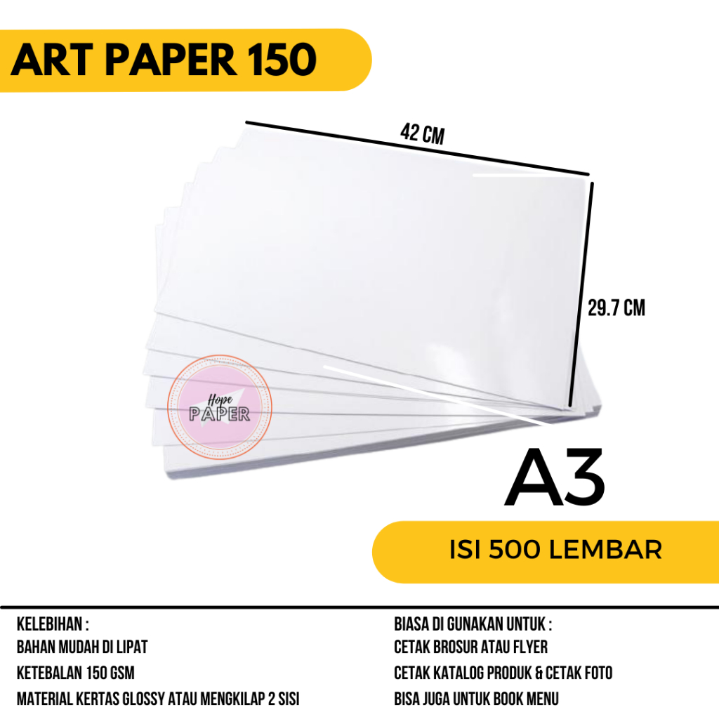 Jual Kertas Art Paper A3 150 gsm isi 50 lembar / Kertas Art Paper 150 ...