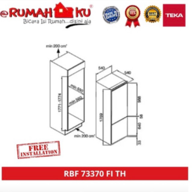 Jual KULKAS TANAM TEKA RBF 73370 FI TH BUILT - IN REFRIGERATOR | Shopee ...