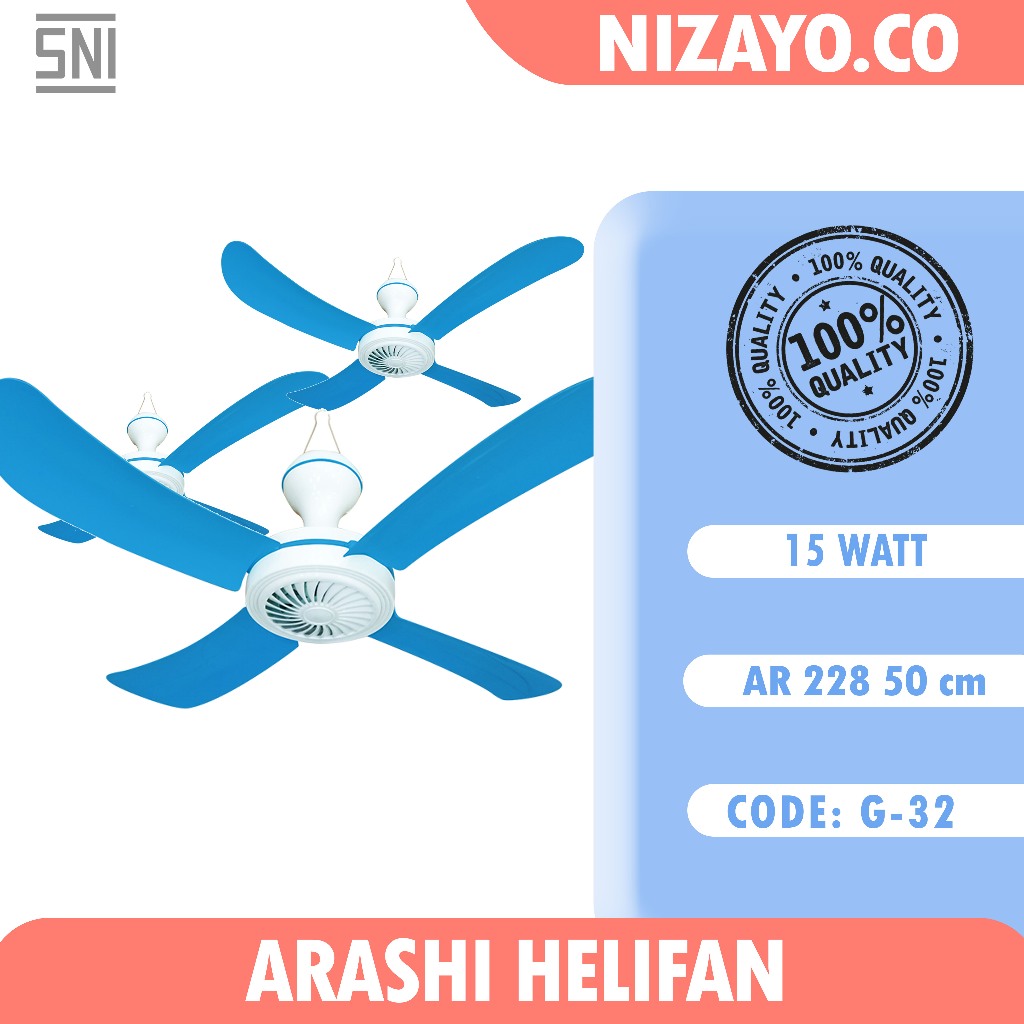 Jual Arashi Hyperlite AR228 Kipas Angin Gantung Helifan 4 Baling ...