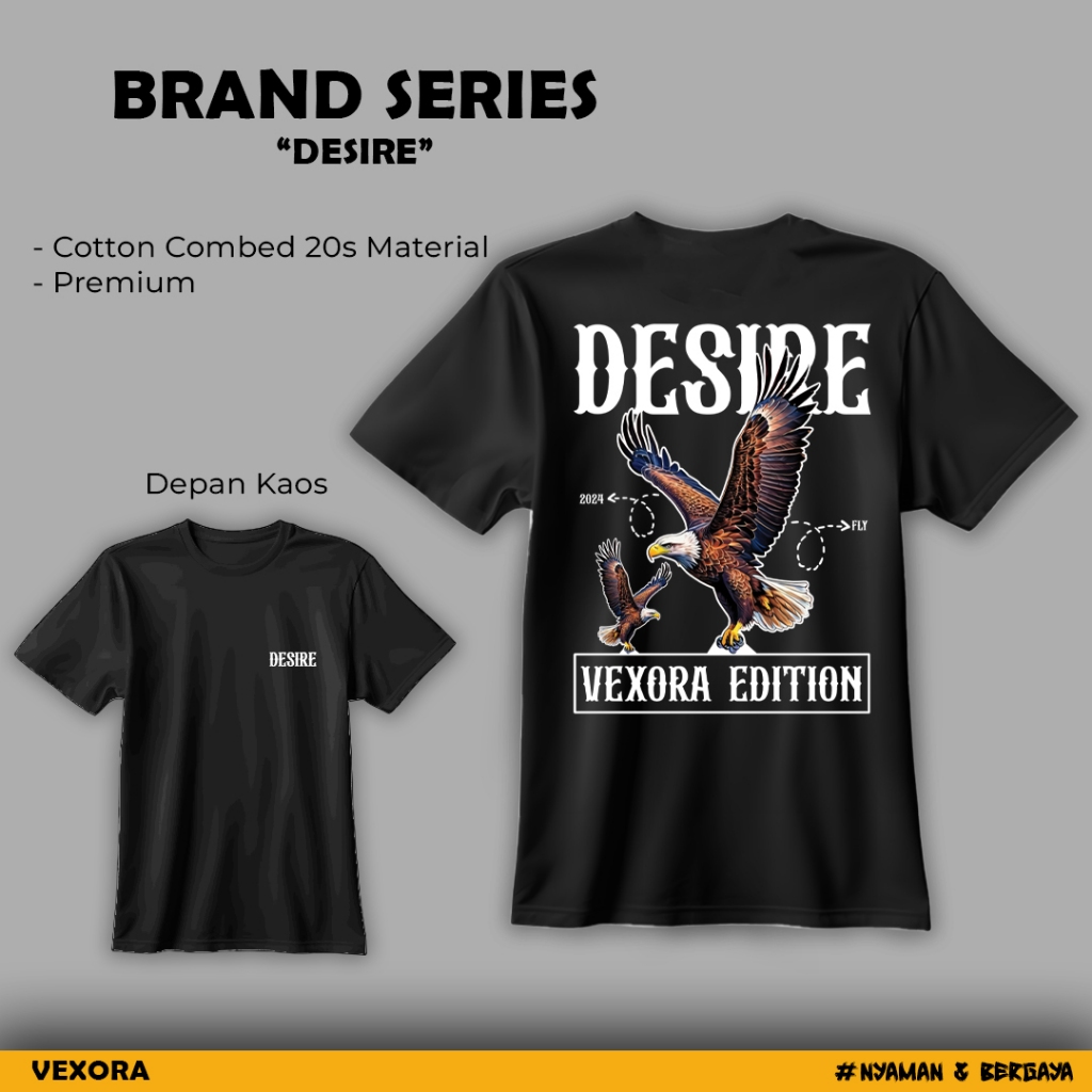 Jual VEXORA Kaos T-Shirt Cotton Combed 20s Brand DESIRE | Shopee Indonesia
