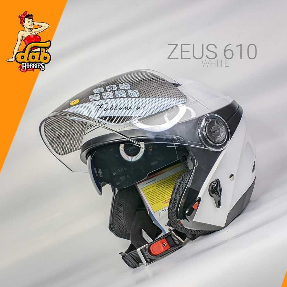 Jual Helm Zeus 610 Half Face Putih | Shopee Indonesia