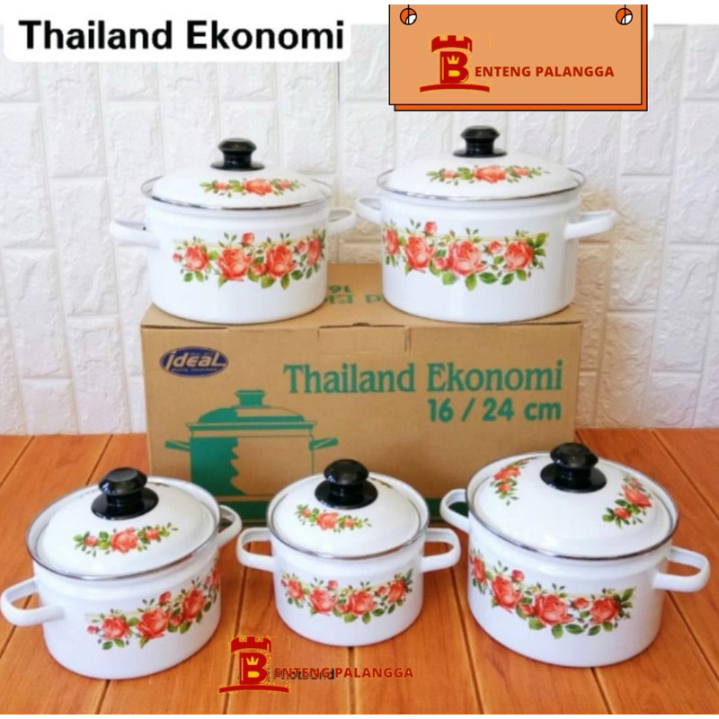 Jual Panci Set Thailand Ekonomi Ideal 16/24cm Tebal Motif Kembang ...