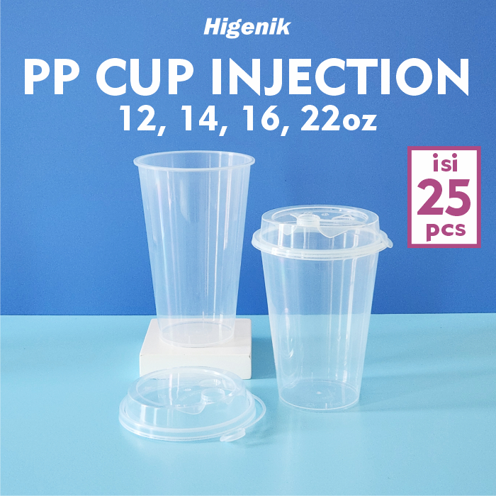 Jual Gelas Cup Plastik PP Injection 12, 14, 16, 22oz Anti Bocor New | Shopee Indonesia