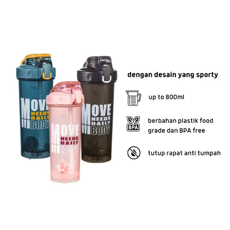 Jual Botol air minum sport olahraga / gym / botol shaker kapasitas ...