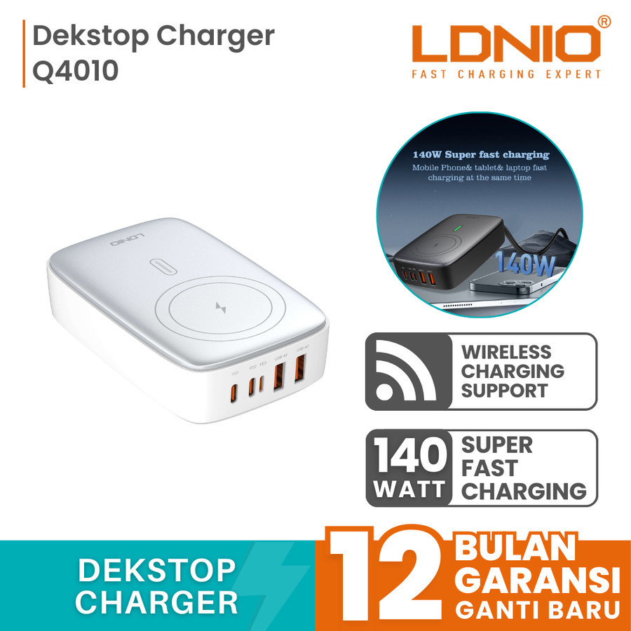 Jual LDNIO Q4010 Wireless Charger Docking 15W GaN Fast Charging Desktop ...