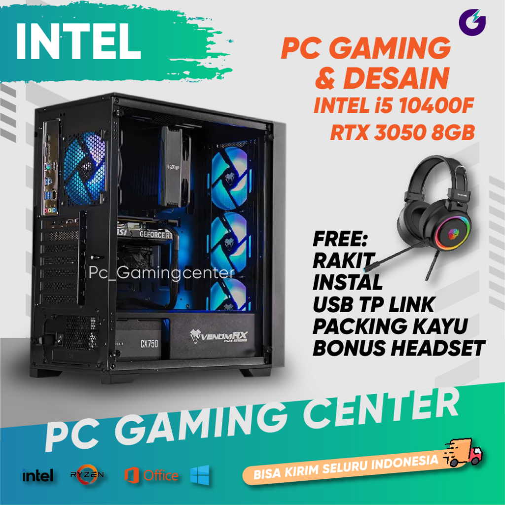 Jual PC GAMING RTX 3050 8GB CORE I5 10400F RAM 16GB SSD 256GB HDD 1TB CPU GAMING KOMPUTER ...