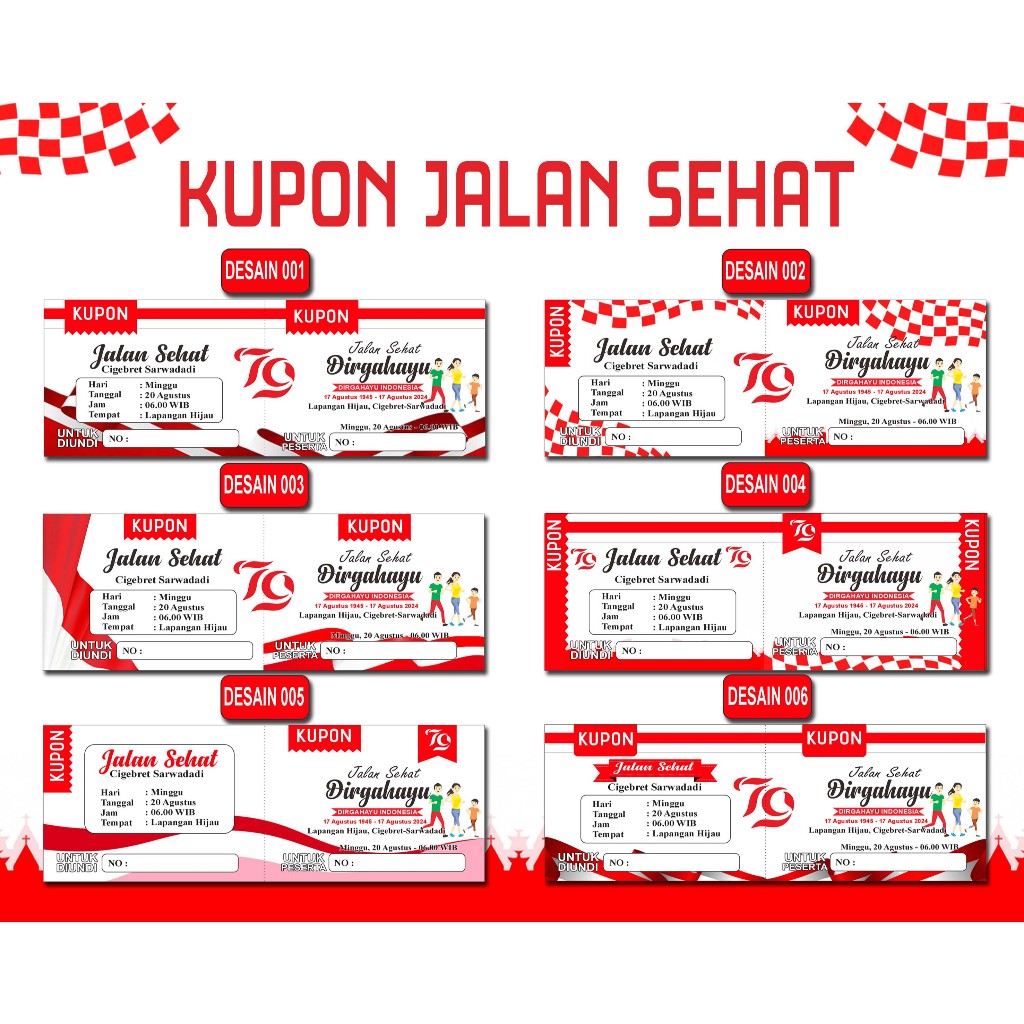 Jual Kupon jalansehat 17 agustus, Kupon jalan sehat, Kupon undian ... Jual Kupon jalansehat 17 agustus, Kupon jalan sehat, Kupon undian ...