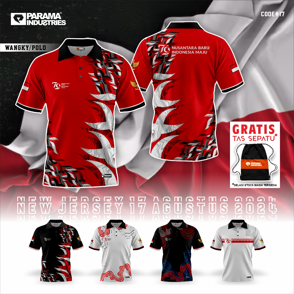 Jual PARAMA SPESIAL PROMO HUT RI KE 79 || JERSEY POLO GRATIS TAS SEPATU ...