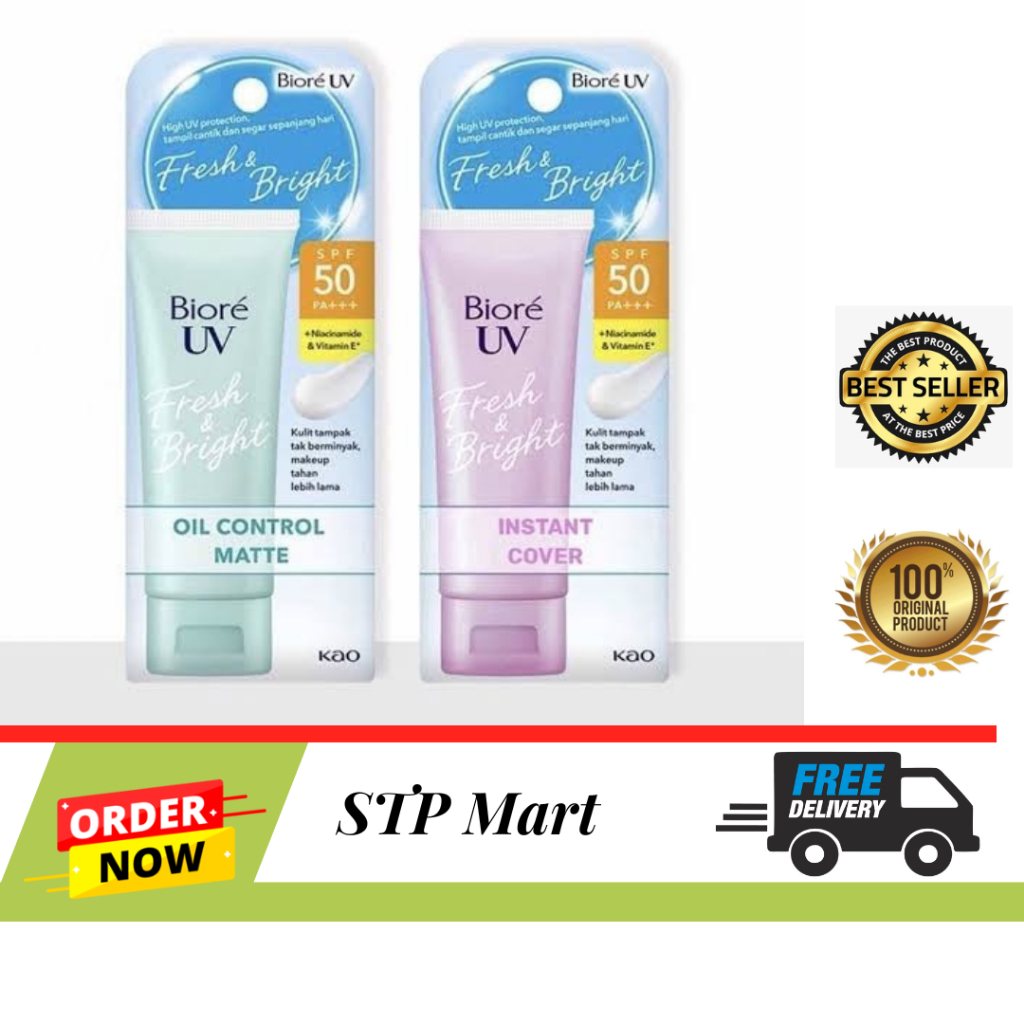 Jual BIORE UV FRESH & BRIGHT OIL CONTROL MATTE, INSTANT COVER SPF 50 PA+++ | Shopee Indonesia