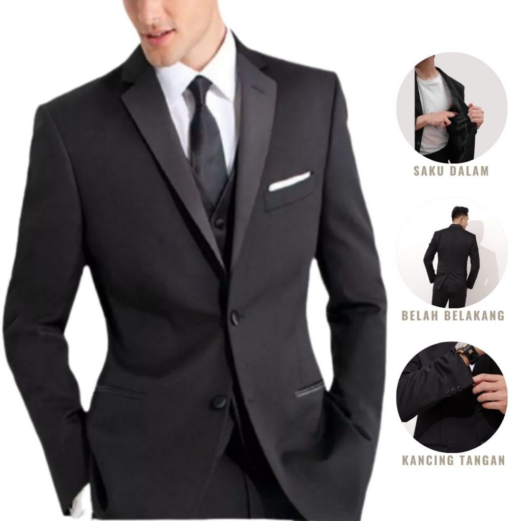 Jual Jas hitam pria wisuda acara formal nikah kondangan blazer pria ...