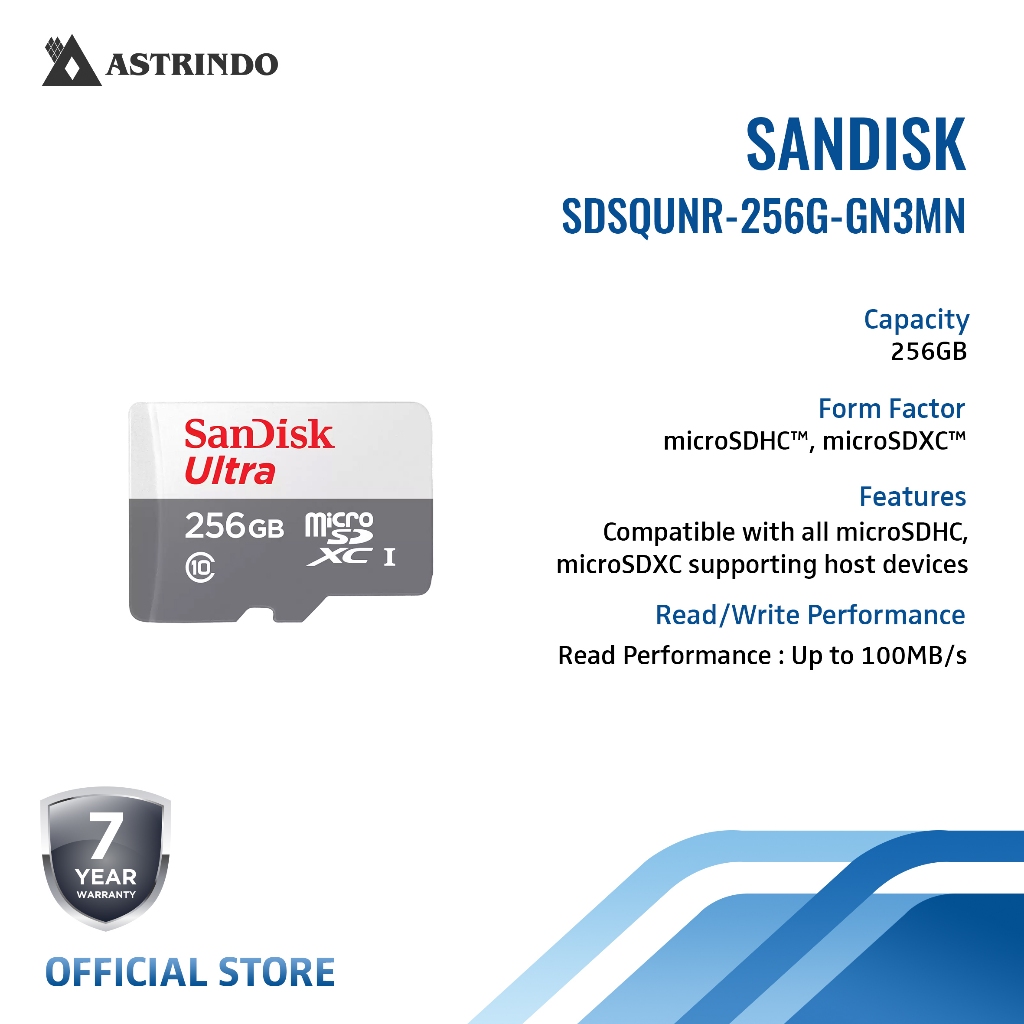 Jual Sandisk Ultra Micro SD Card SDSQUNR 256GB microSDHC/microSDXC UHS ...
