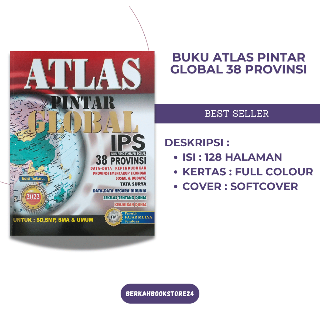 Jual Buku Atlas Terbaru 38 Provinsi/Buku Atlas Pintar Global Ukuran ...