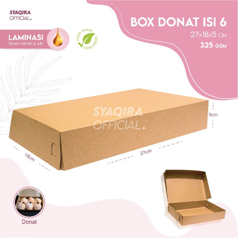 Jual Dus Donat Isi 6|Box Donat|Ukuran 27x18x5cm | Shopee Indonesia