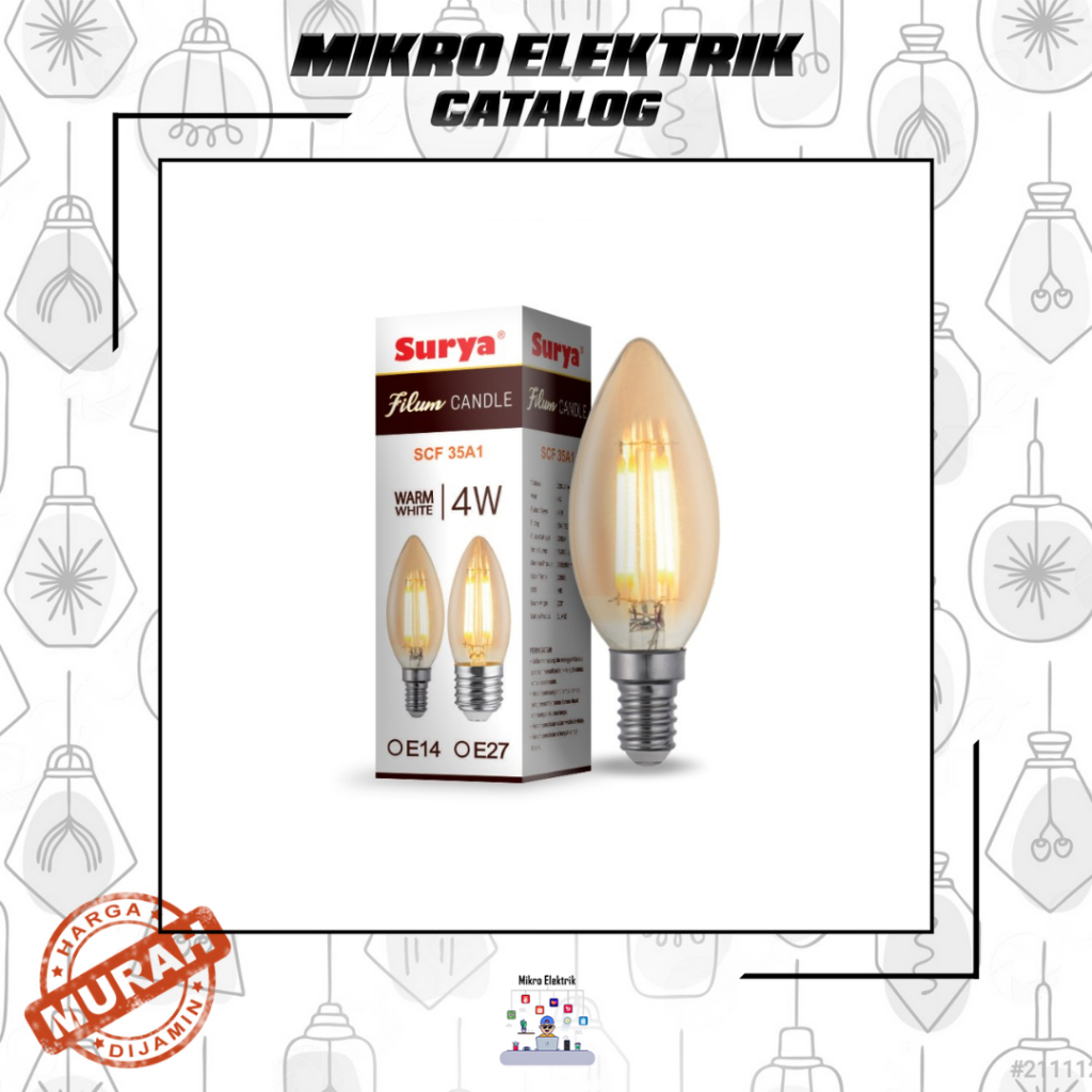 Jual Lampu LED Filamen Surya Filum Candle 4W E27 Warm White | Shopee ...