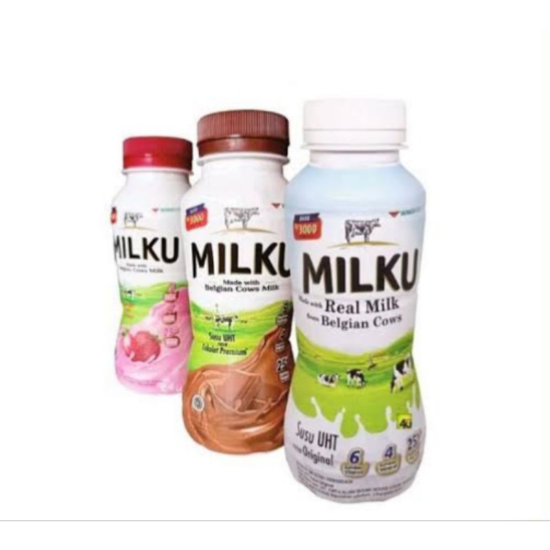 Jual MINUMAN SUSU UHT MILKU ALL VARIAN KEMASAN BOTOL 200 ML SATUAN ...