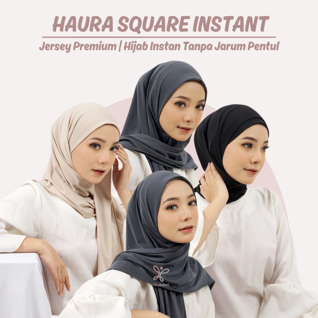 Jual HAURA SQUARE INSTANT / Hijab Segi Empat Jersey Premium Instan ...