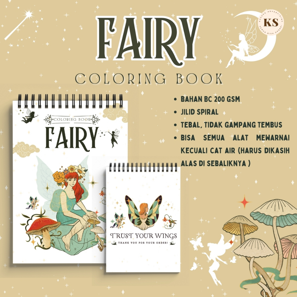 Jual Coloring Book Kids & Adult FAIRY Cozy Healing Activity Book Buku ...