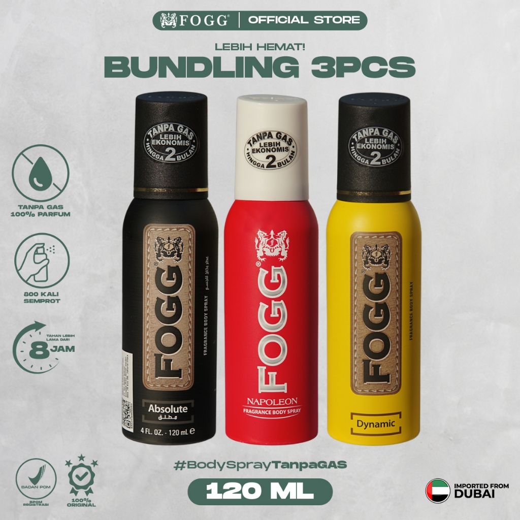 Jual Paket Bundling 3 Pcs Fogg Perfume Body Spray Reguler 120ml ...