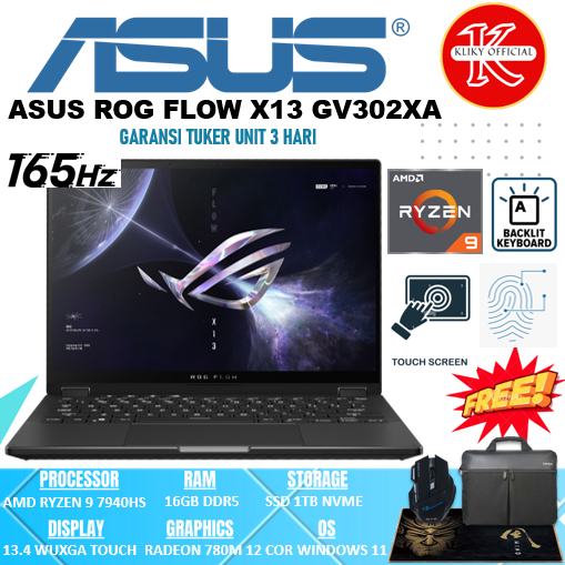Jual ASUS ROG Flow X13 GV302XA AMD Ryzen 9 7940HS Touchscreen | Shopee ...