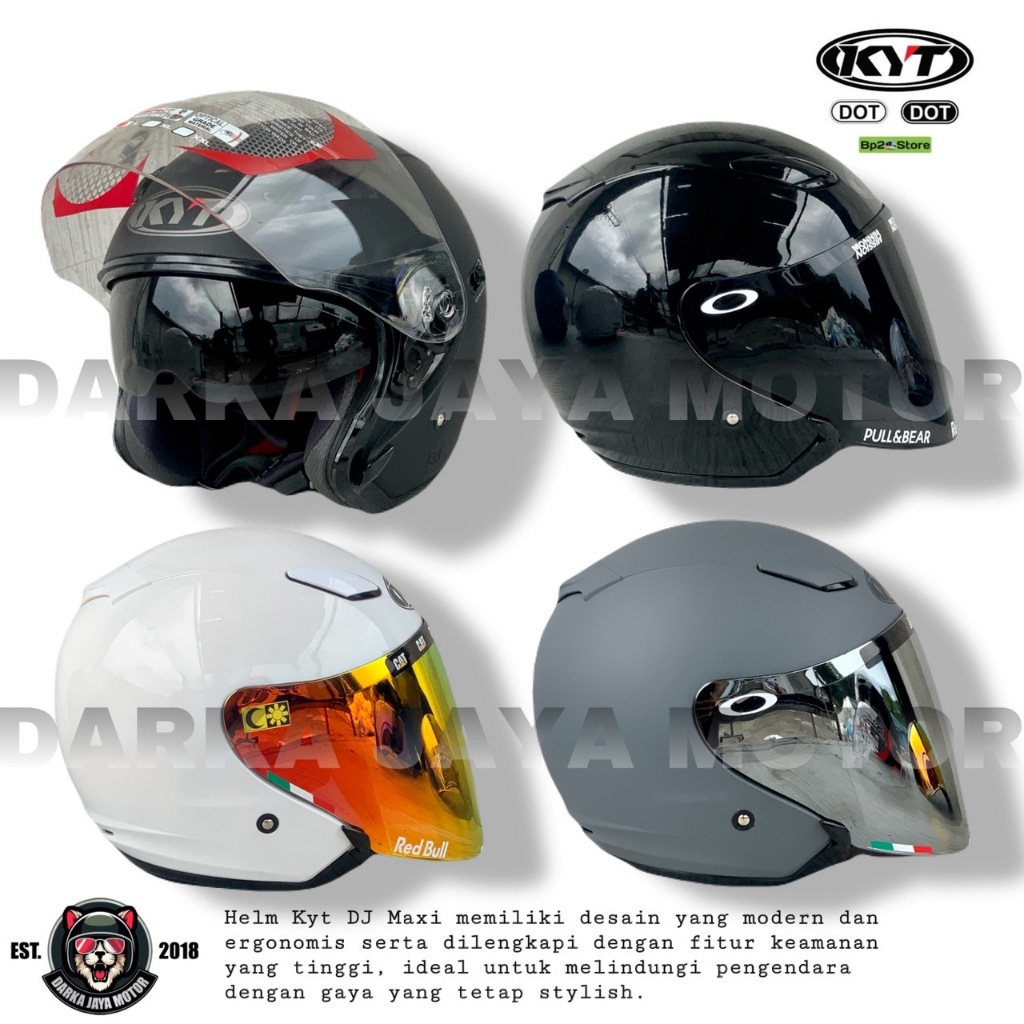 Jual Kyt helm dj maxi solid/helm kyt half face/kyt dj maxi #motif 1 ...