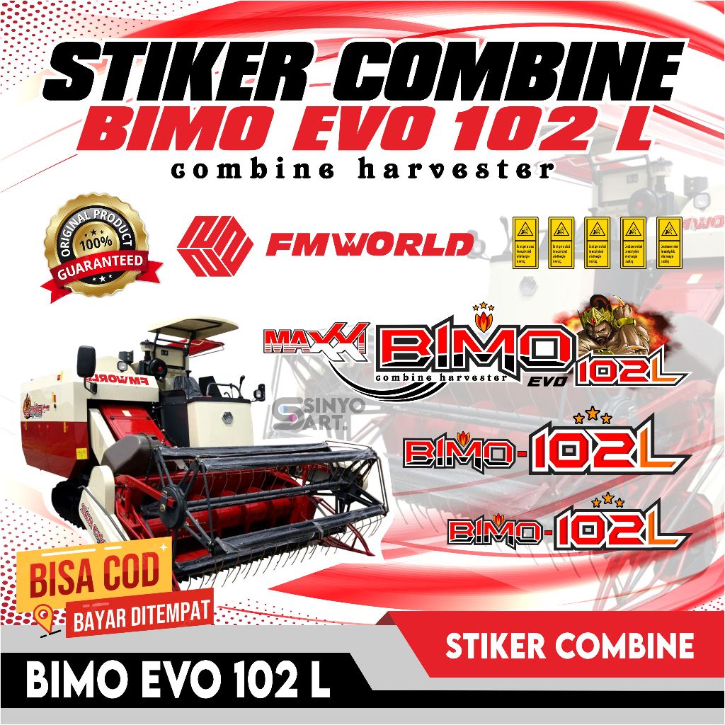 Jual Stiker Combine Bimo 102l - Stiker Full Combine Harvester 102l ...