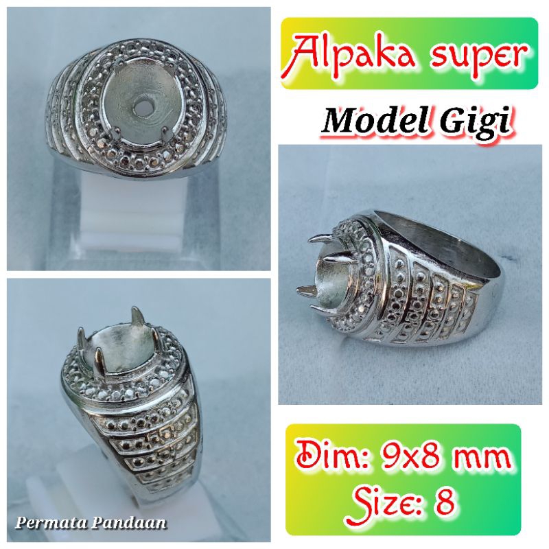 Jual emban batu akik dan permata alpaka super model gigi.08 | Shopee ...