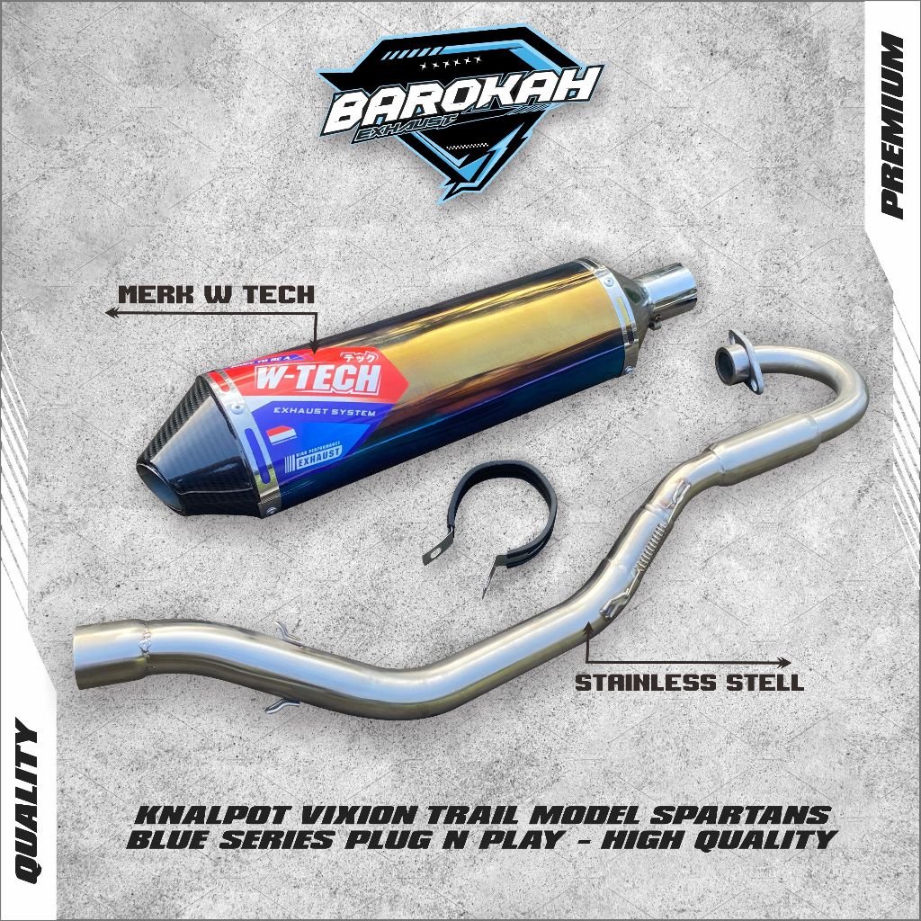 Jual Knalpot Vixion Trail Model Spartans Blue Series PNP | Shopee Indonesia