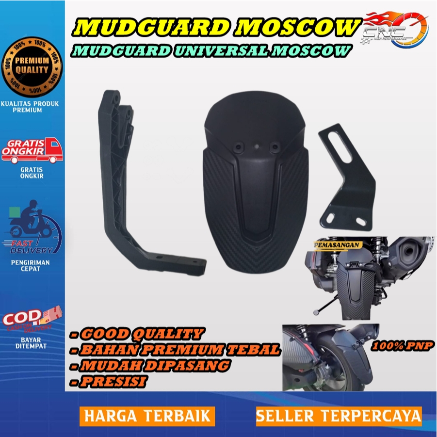 Jual MUDGUARD MOSCOW UNIVERSAL TEBAL PENAHAN LUMPUR CARBON HITAM MOGE ...