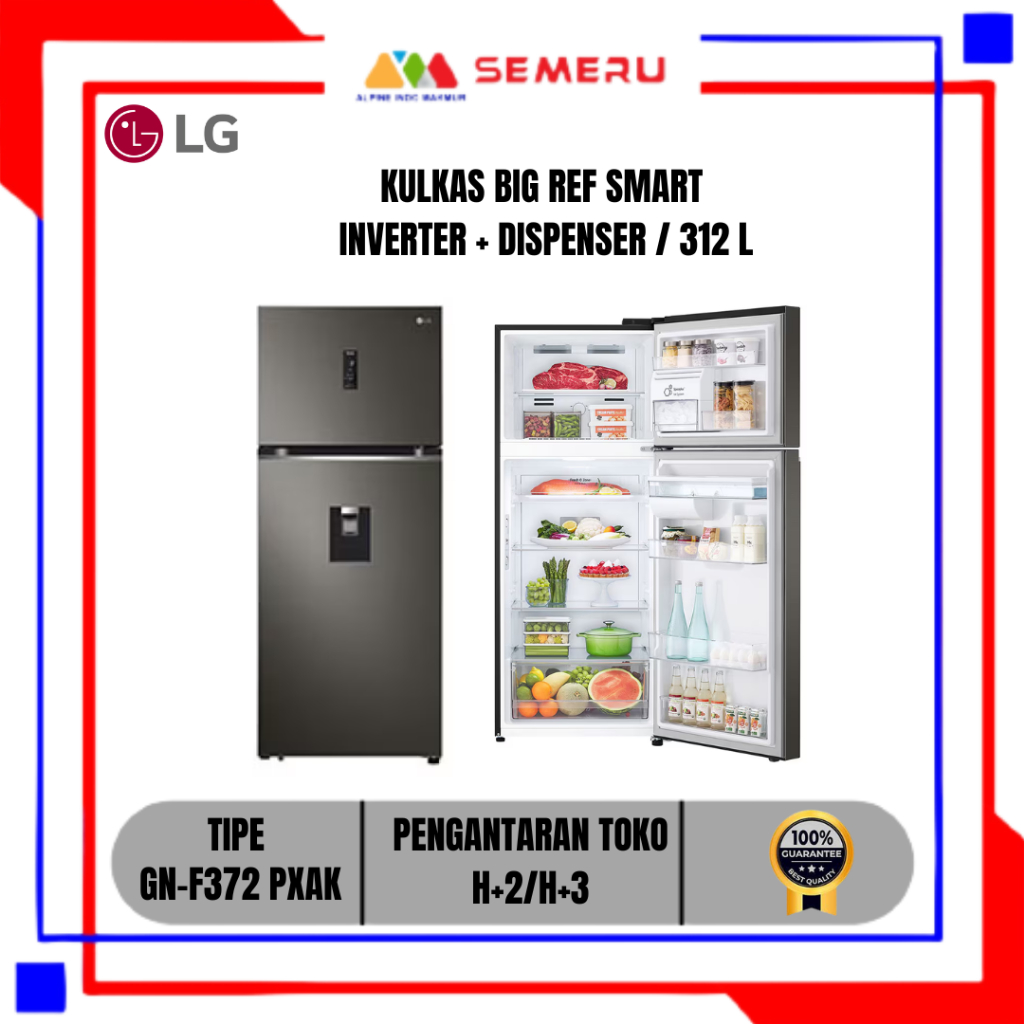 Jual LG KULKAS BIG REF SMART INVERTER + DISPENSER / 312 L GN-F372 PXAK ...