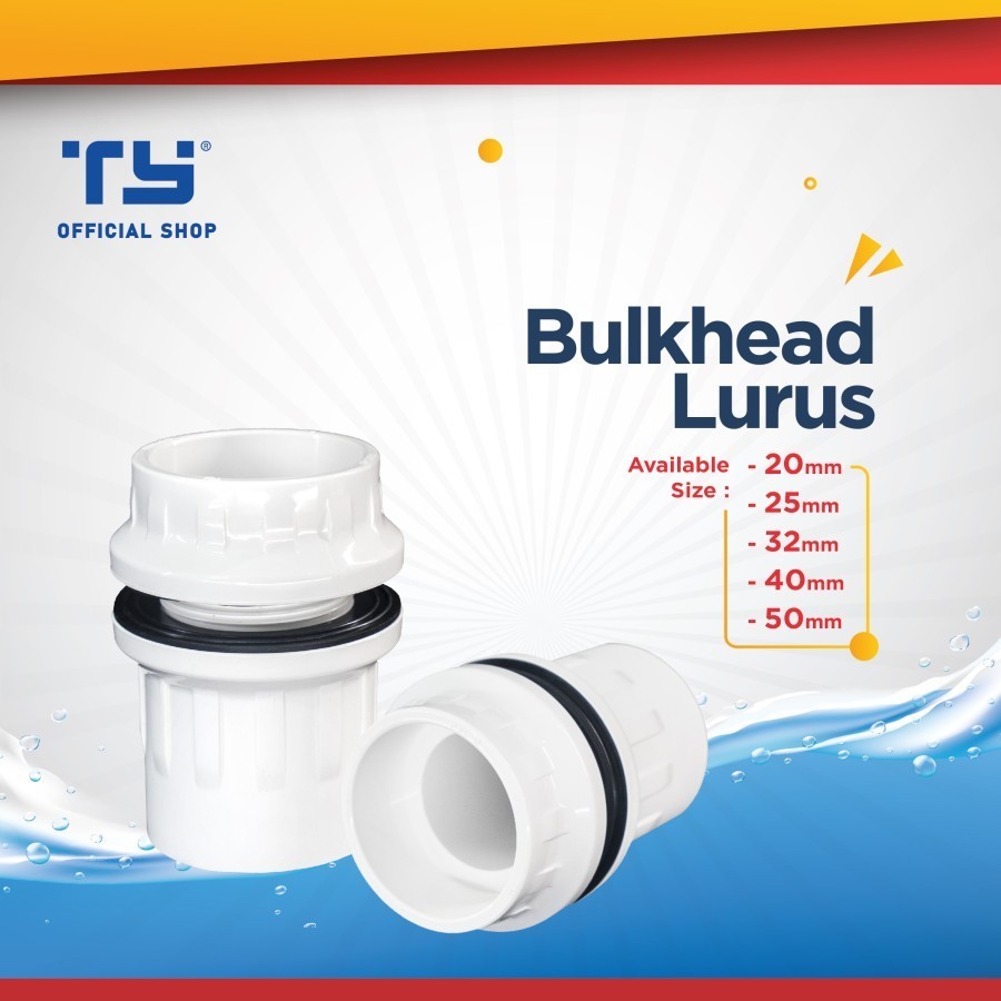 Jual TY fitting Bulkhead Lurus Fitting Vault Ring Pipa Pipe U - PVC by ...
