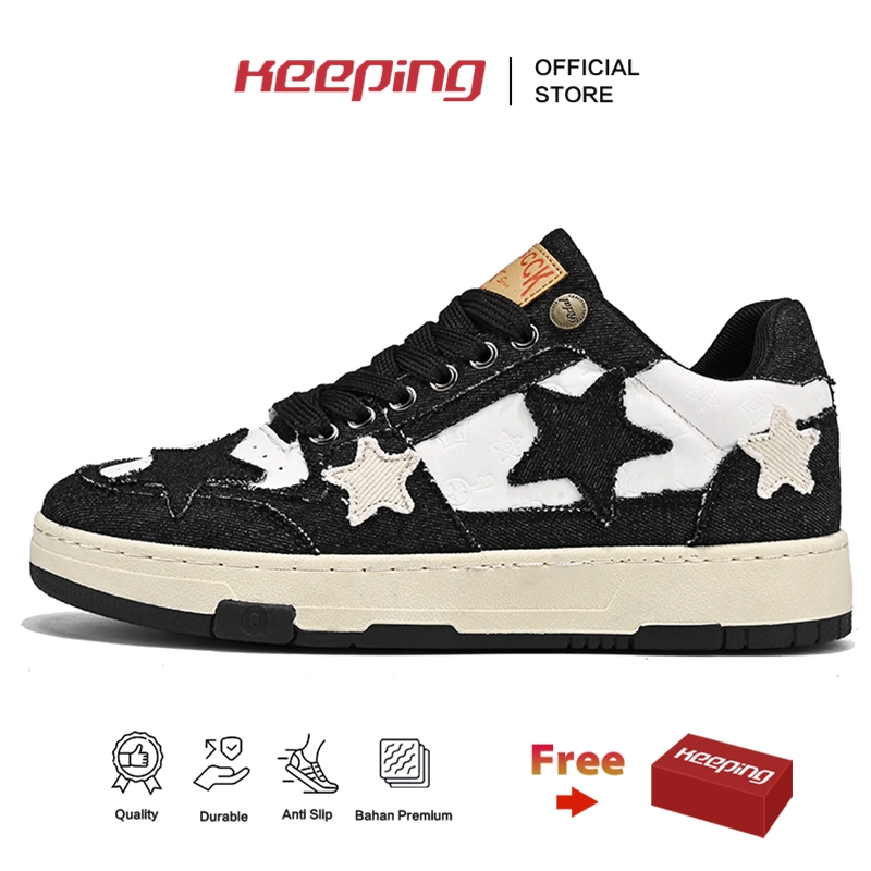 Jual Keeping Sepatu Pria Original Sepatu Sneakers Cowok Hitam Sepatu ...