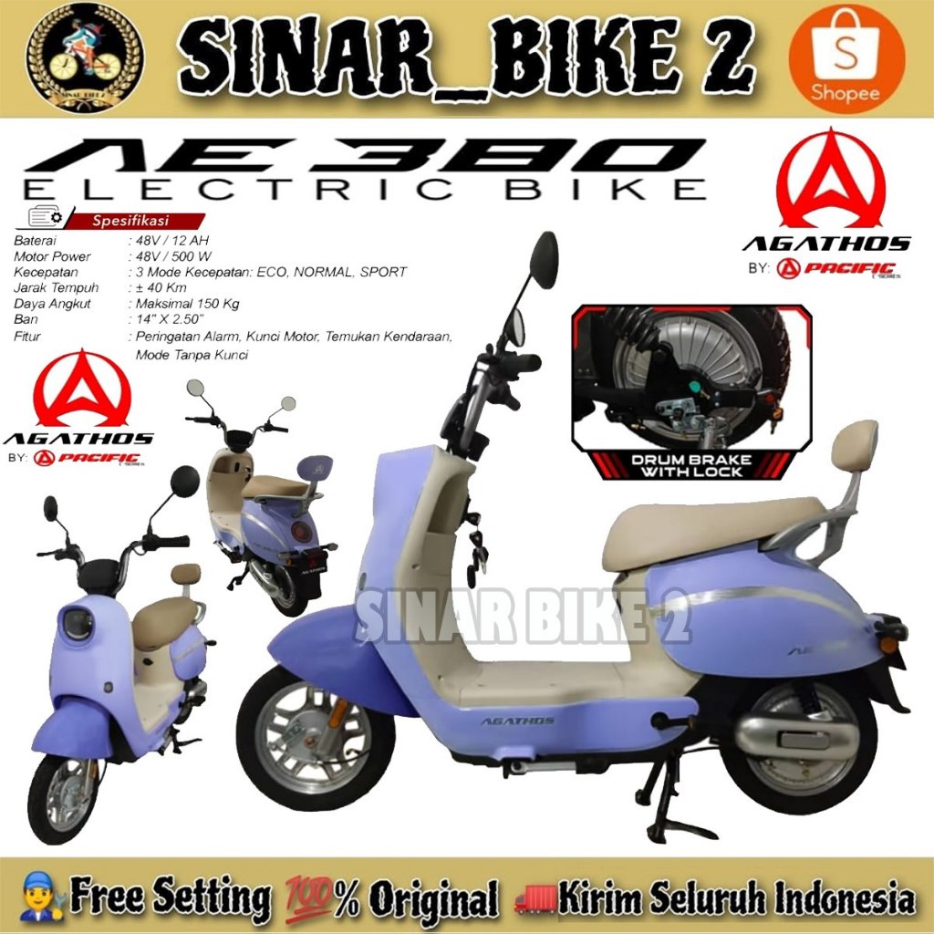 Jual Sepeda Listrik AGATHOS AE 380 500Watt BY PACIFIC Electric Bike | Shopee Indonesia
