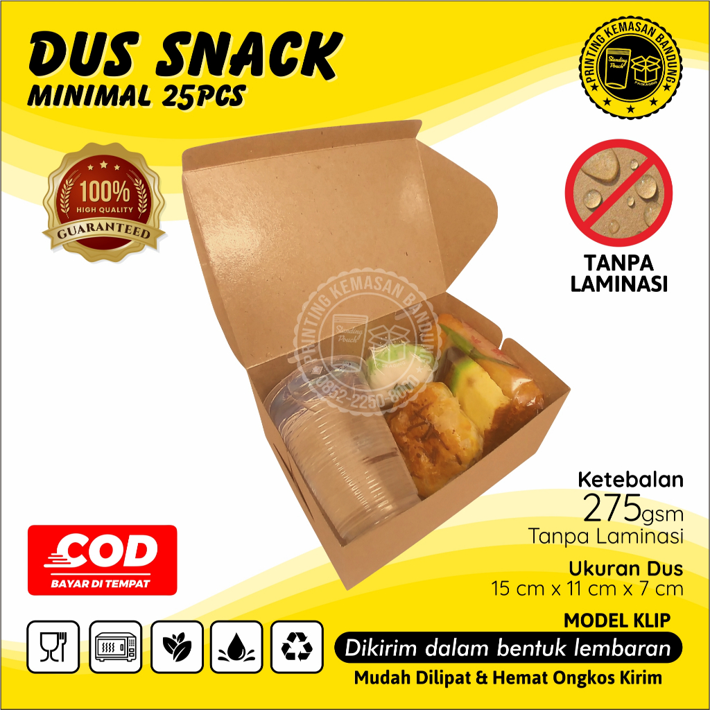 Jual Dus Snack Box Non Laminasi Kraft 275 gsm Kotak Kue Fried Chicken ...