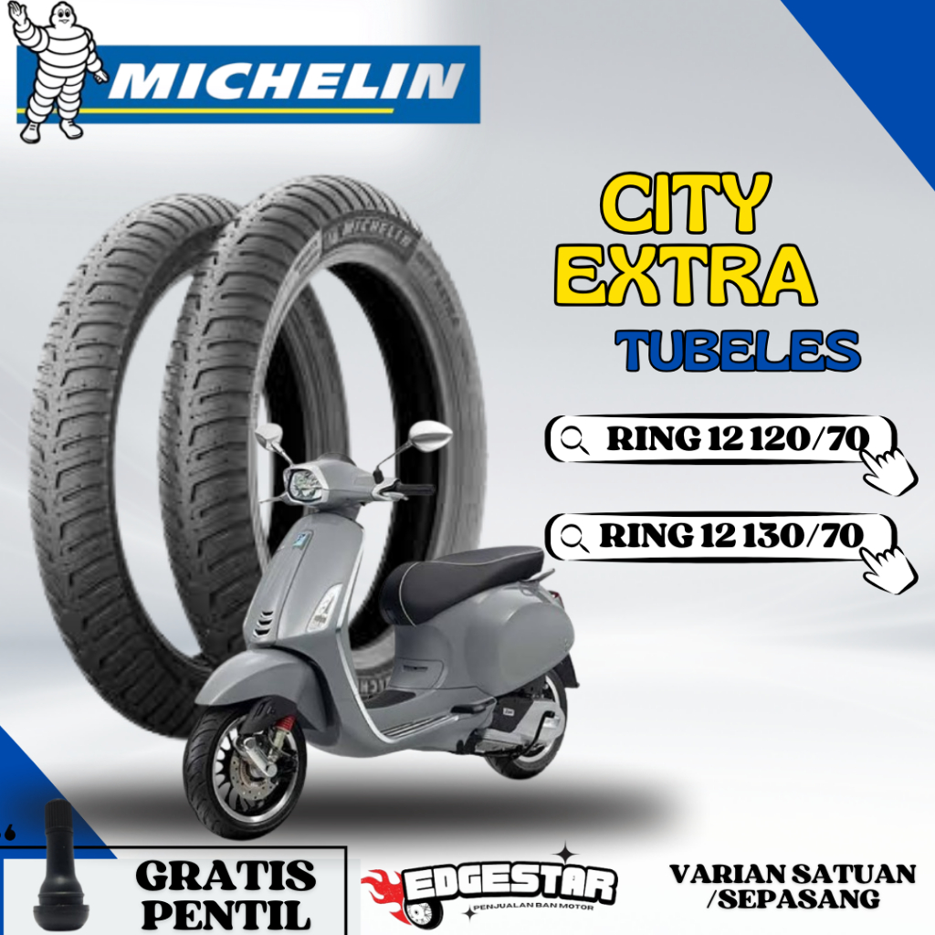 Jual Ban Michelin City Extra Sepasang/Satuan Tubeless Ring 12 Matic ...
