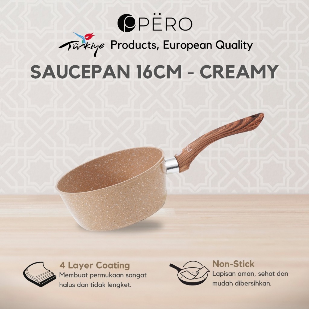 Jual Pero Ruby Sauce Pan 16cm Biogranite with Wooden Handle / Saucepan ...