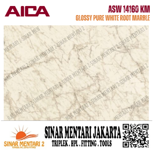 Jual AICA HPL ASW 14160 KM GLOSSY PURE WHITE ROOT MARBLE | Shopee Indonesia