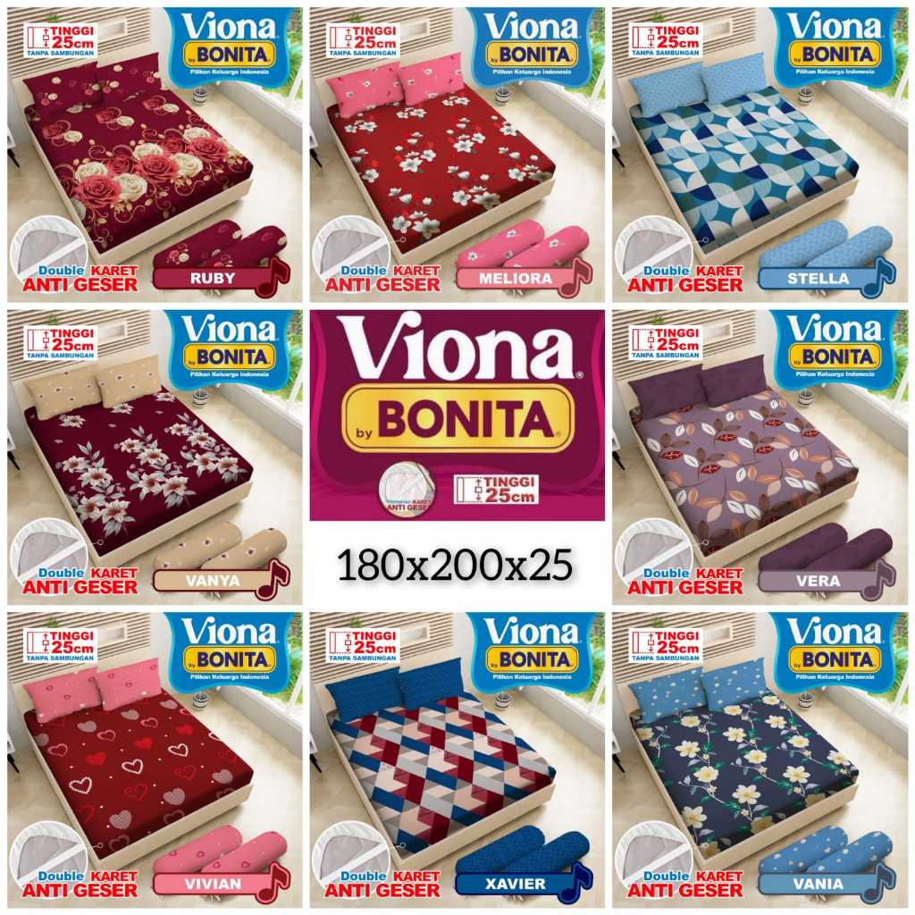 Jual Sprei Viona By Bonita (Anti Geser) King 180x200x25 cm - Tinggi 25 ...