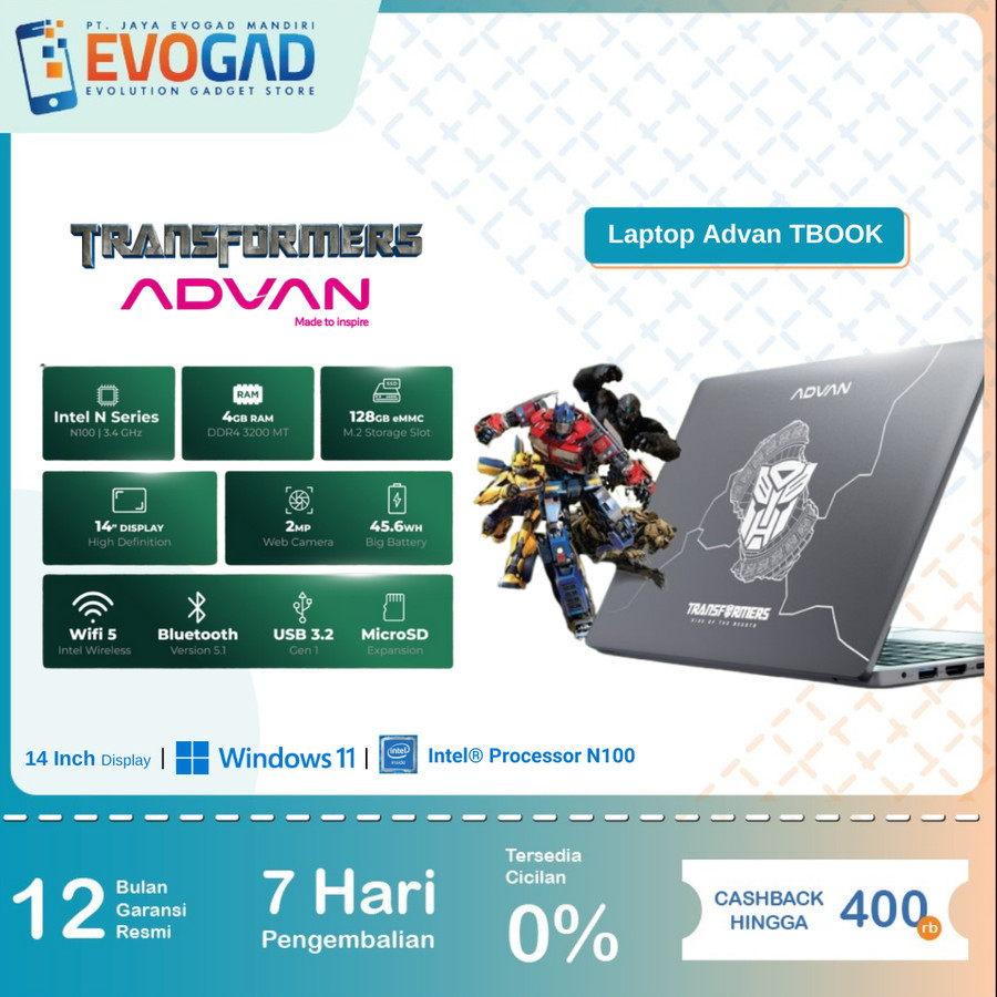 Jual Advan Laptop TBOOK X Transformer, Intel N100 14 Inch 4/128GB & 8 ...