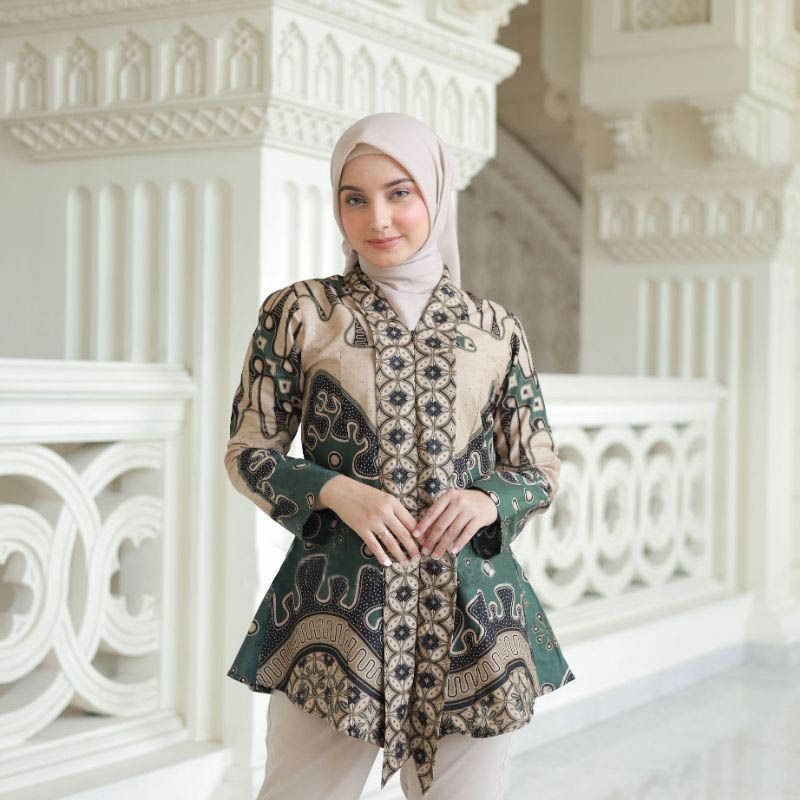 Jual Batik wanita ASJ SA HRB026 Kenongo Kemeja Tosca Pendek | Shopee Indonesia