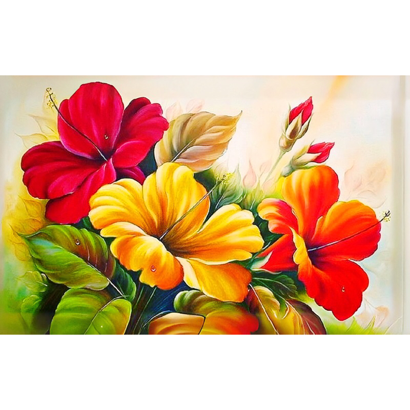 Jual hiasan dinding lukisan cetak gambar bunga sepatu plus bingkai uk ...