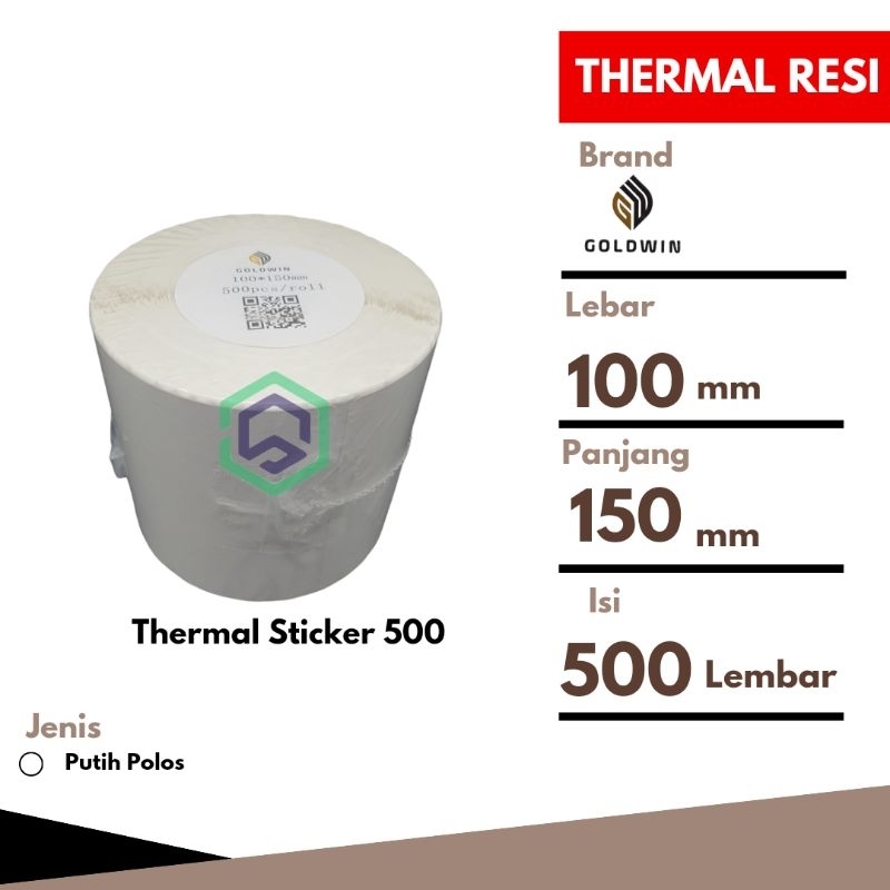 Jual Thermal Sticker GoldWin Barcode Resi Pengiriman 100 x 150 mm isi ...