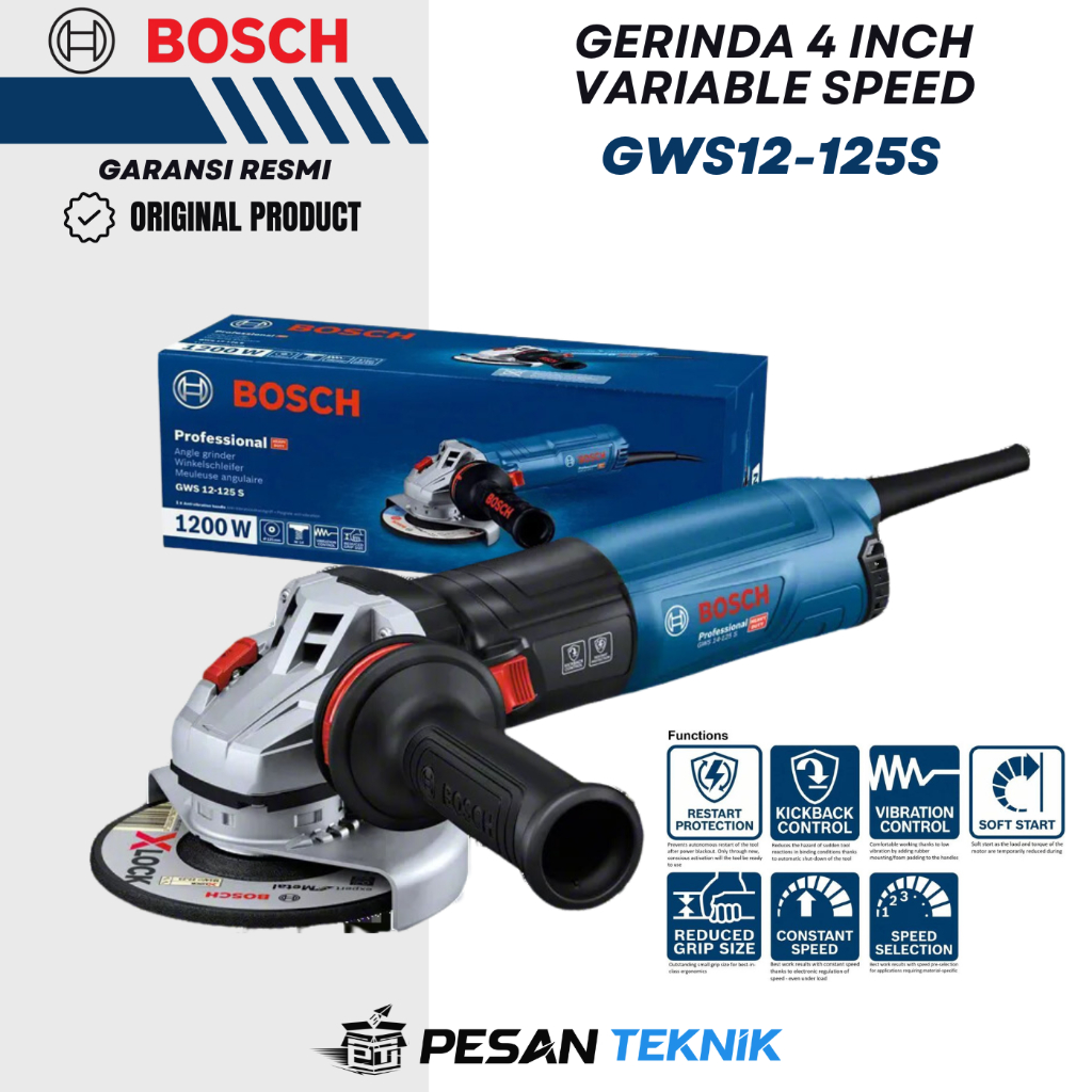 Jual Mesin Gerinda Tangan Variable speed Bosch GWS12-125S | Shopee ...