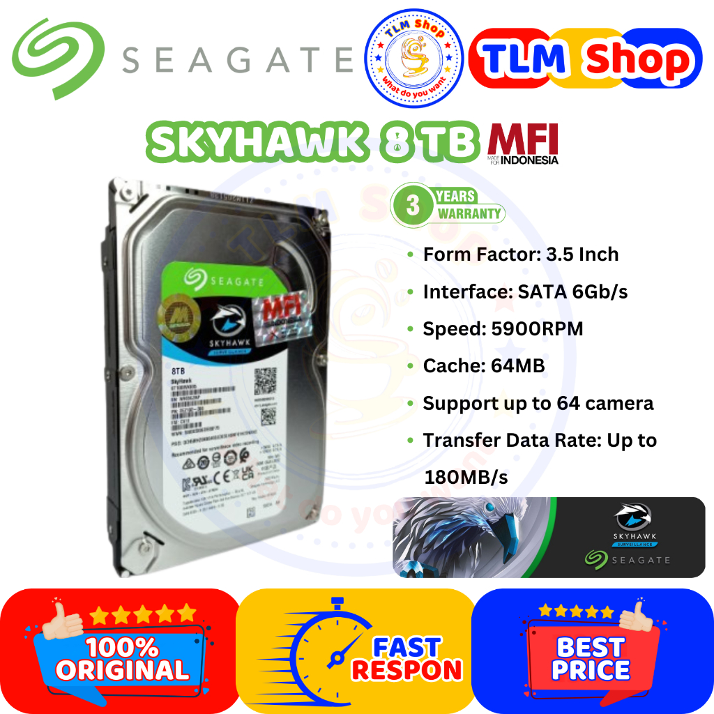 Jual Hardisk Seagate Skyhawk 8TB HDD Internal For Surveillance CCTV ...