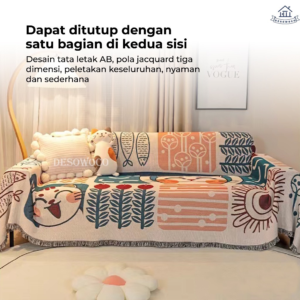 Jual DESOWOCO Cover Sofa sofa cover sarung sofa throw blanket Selimut sofa Motif Nordic Blanket ...
