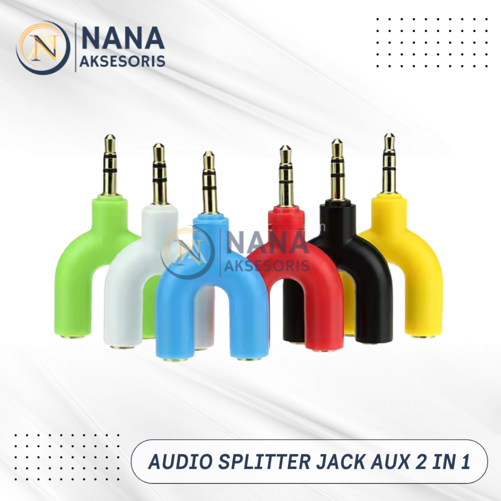 Jual Audio Splitter Jack 3.5mm to dual female U Shape 2in1 (Mic & Audio ...