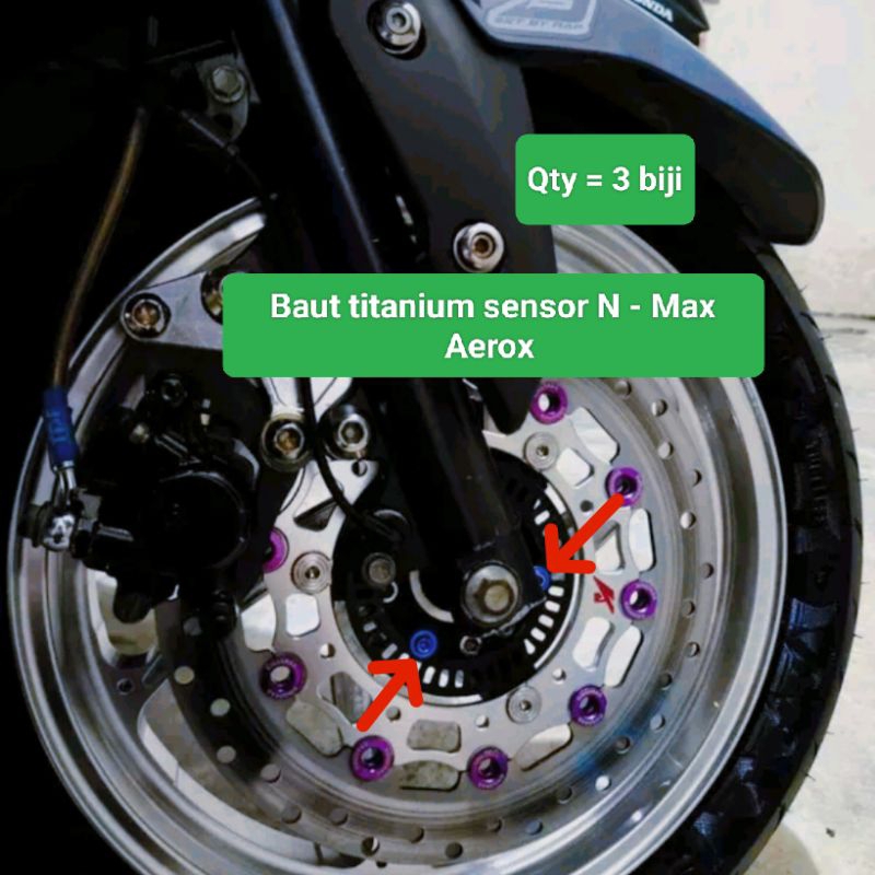 Jual Baut sensor depan NMAX titanium purple blue harga 3 biji | Shopee ...
