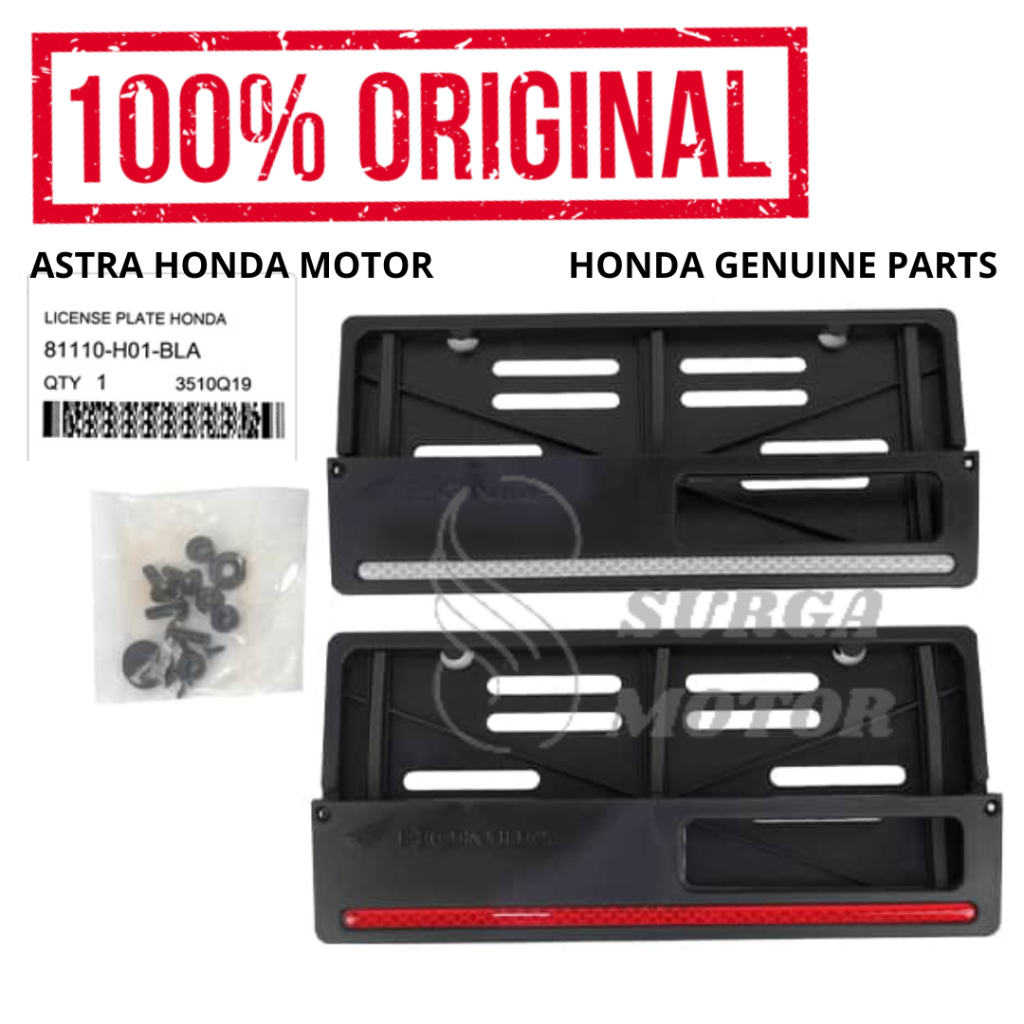Jual Cover Plat Nomor Nopol Resmi Honda Original AHM 81110-H02-BLA ...
