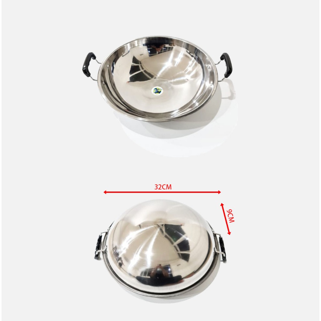 Jual Wajan Penggorengan / Kuali Anti Karat Full Stainless Steel | Shopee Indonesia